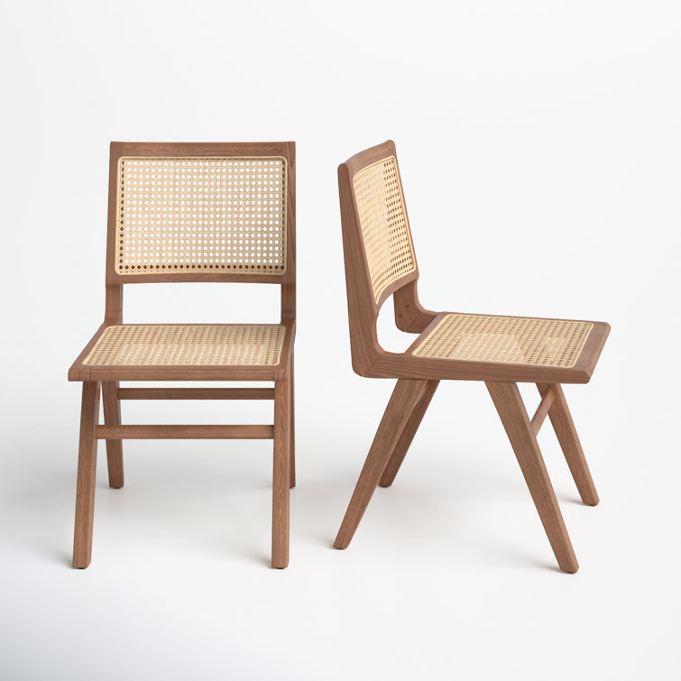 Atticus Cane Dining Chair Set of 2 AllModern Color Walnut Natural
